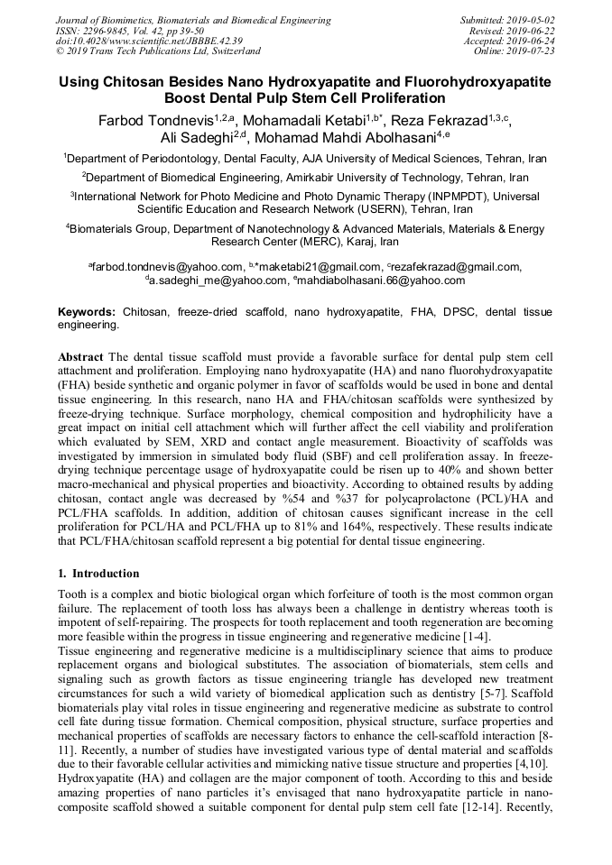 Using Chitosan Besides Nano Hydroxyapatite and Fluorohydroxyapatite ...