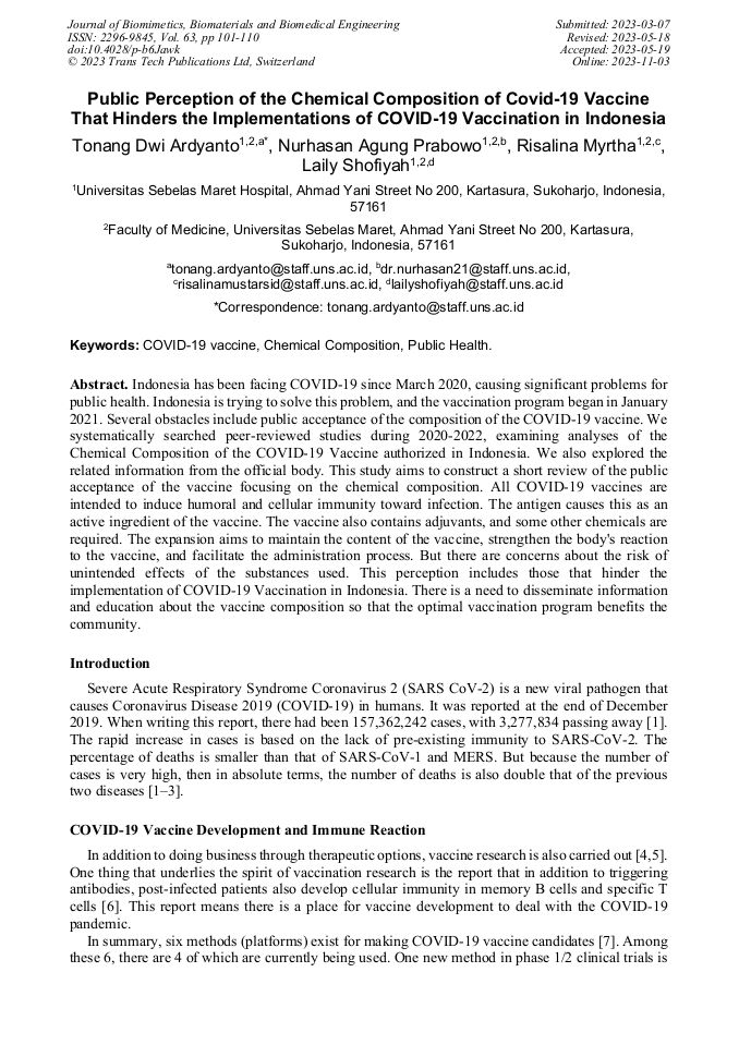 Public Perception of the Chemical Composition of Covid-19 Vaccine that ...