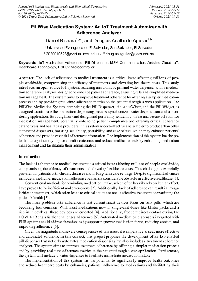 PillWise Medication System: An Iot Treatment Automizer with Adherence ...