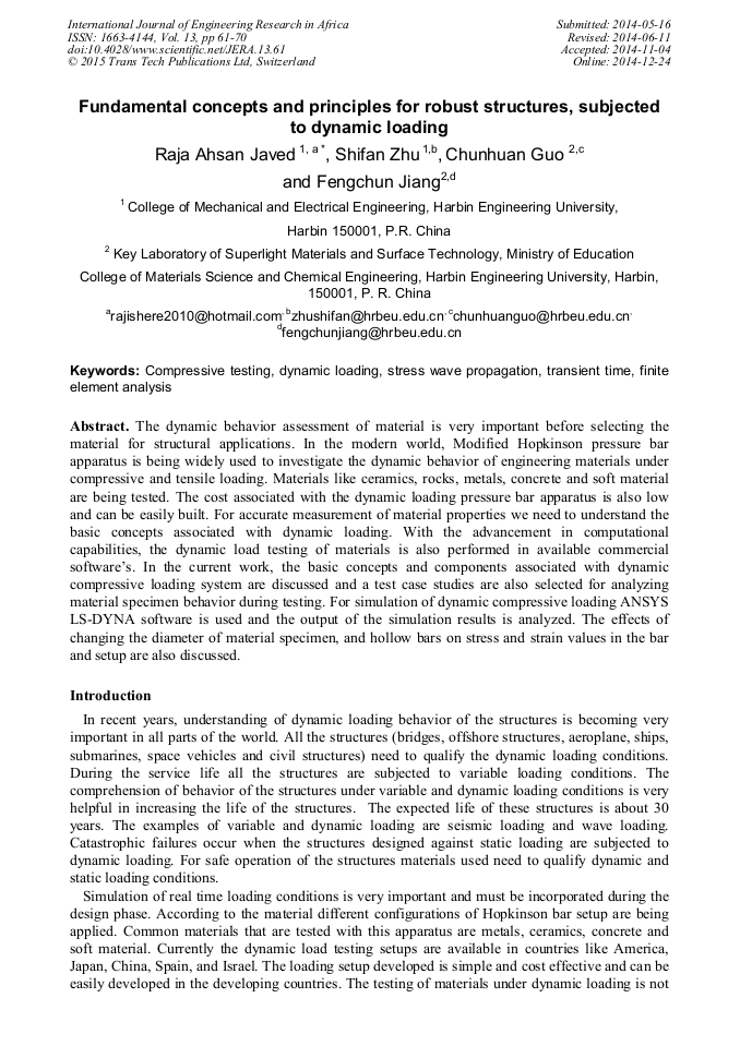 Fundamental Concepts and Principles for Robust Structures, Subjected to ...