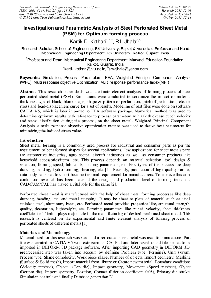 Investigation and Parametric Analysis of Steel Perforated Sheet Metal ...