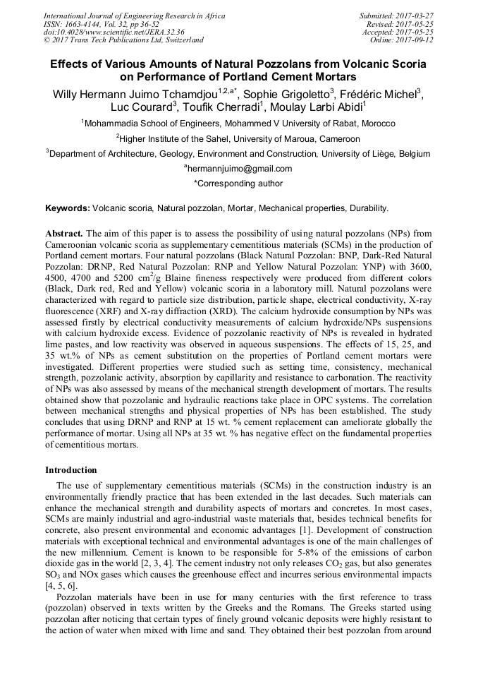 Effects of Various Amounts of Natural Pozzolans from Volcanic Scoria on ...