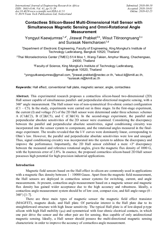 Contactless Silicon-Based Multi-Dimensional Hall Sensor with ...