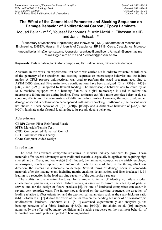 The Effect of the Geometrical Parameter and Stacking Sequence on Damage Behavior of ...