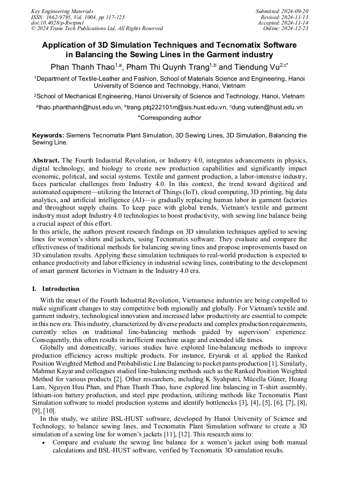Application of 3D Simulation Techniques and Tecnomatix Software in ...