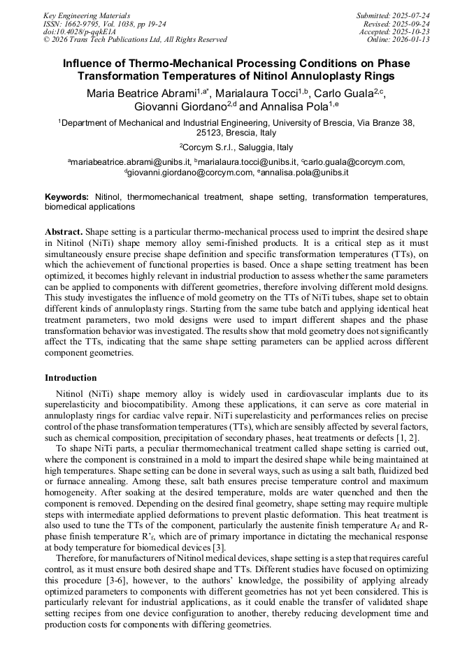 Influence of Thermo-Mechanical Processing Conditions on Phase ...
