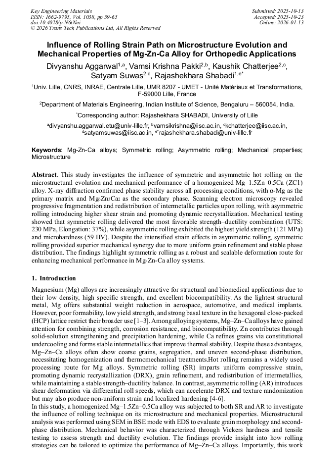 Influence of Rolling Strain Path on Microstructure Evolution and ...
