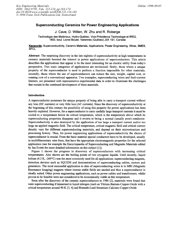 Superconducting Ceramics for Power Engineering Applications ...