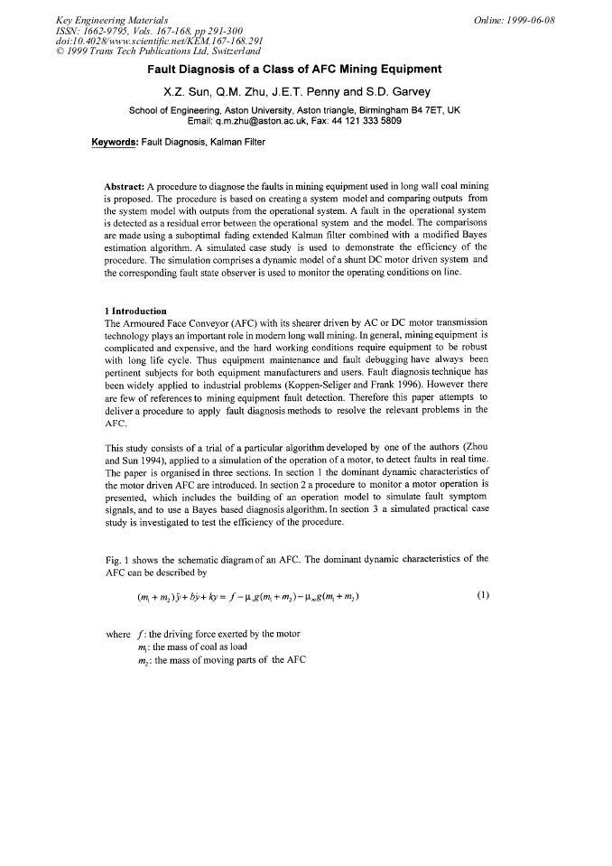 Fault Diagnosis of a Class of AFC Mining Equipment | Scientific.Net