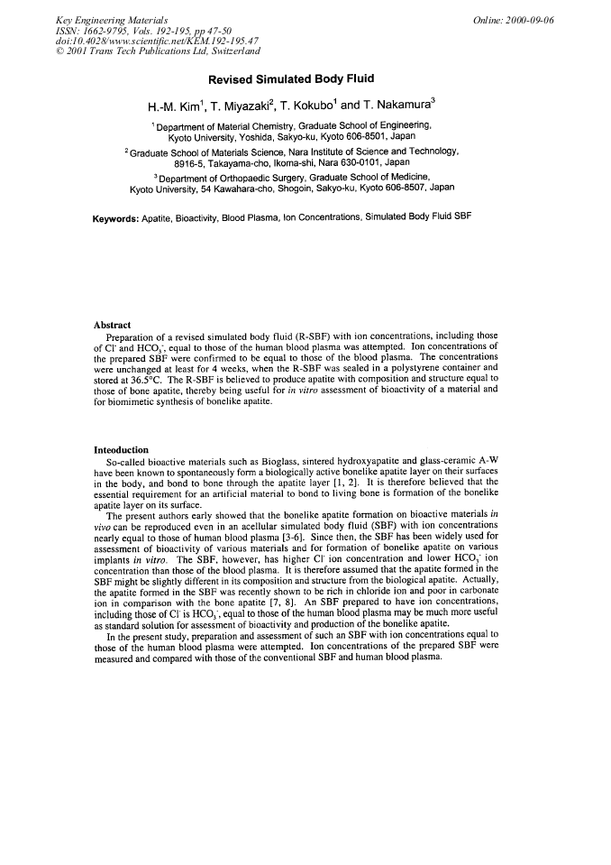 Revised Simulated Body Fluid | Scientific.Net