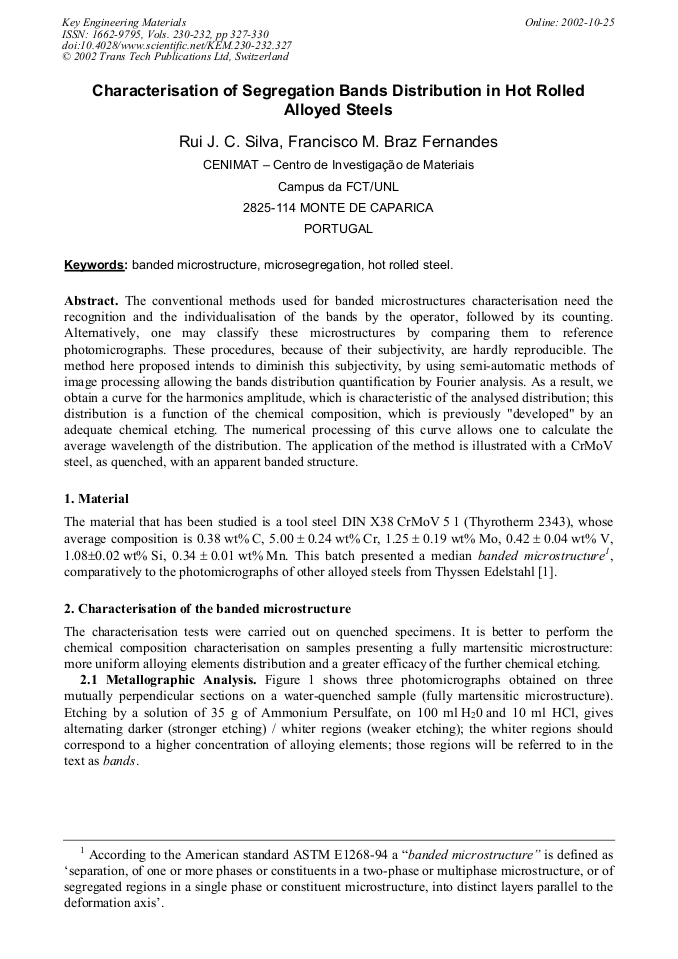 Characterisation of Segregation Band Distributions in Hot-Rolled Alloy ...