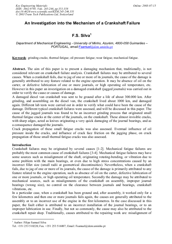 An Investigation into the Mechanism of a Crankshaft Failure ...