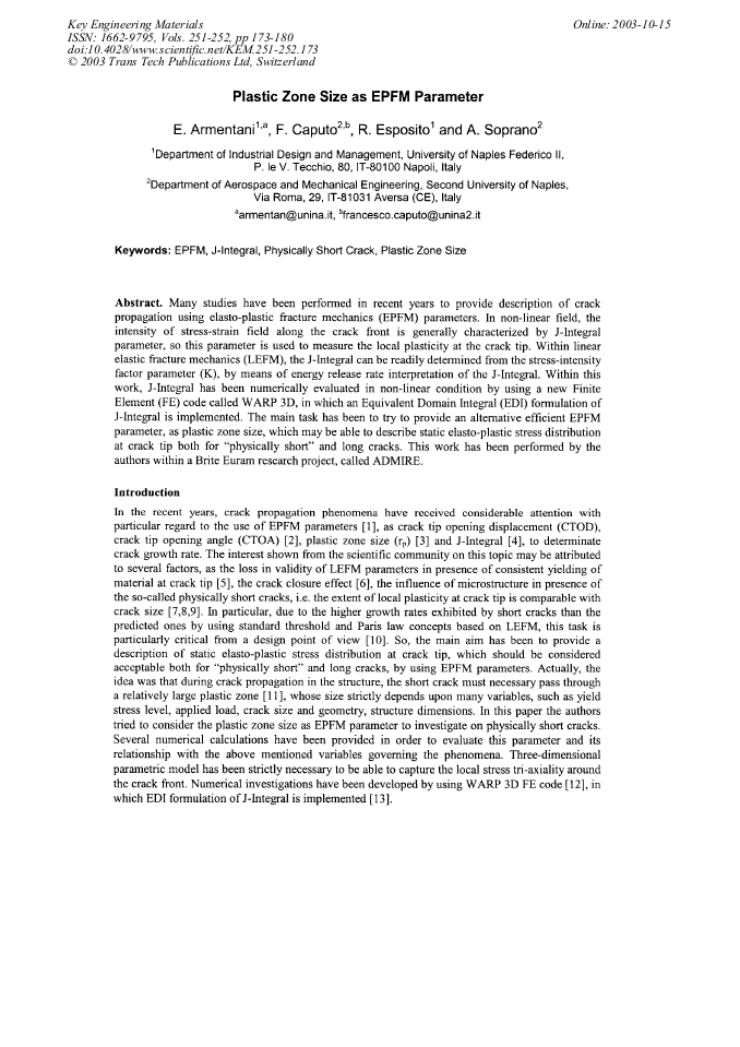Plastic Zone Size as EPFM Parameter | Scientific.Net