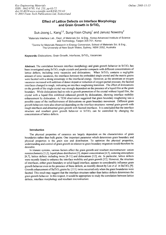 Effect of Lattice Defects on Interface Morphology and Grain Growth in ...