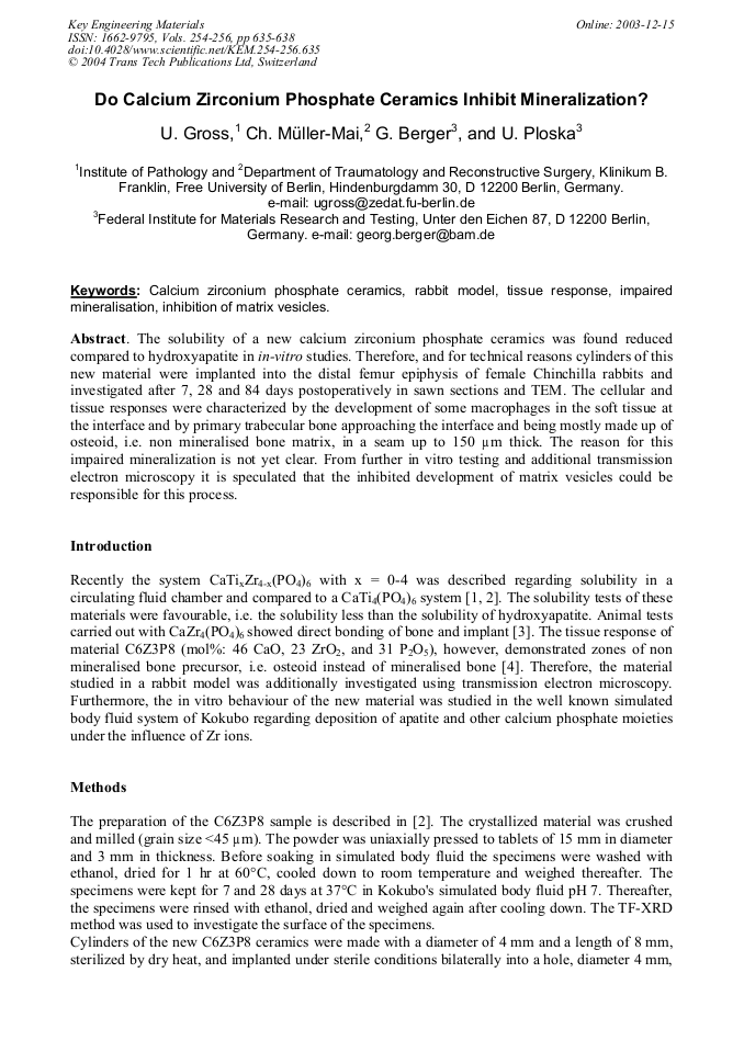Do Calcium Zirconium Phosphate Ceramics Inhibit Mineralization ...