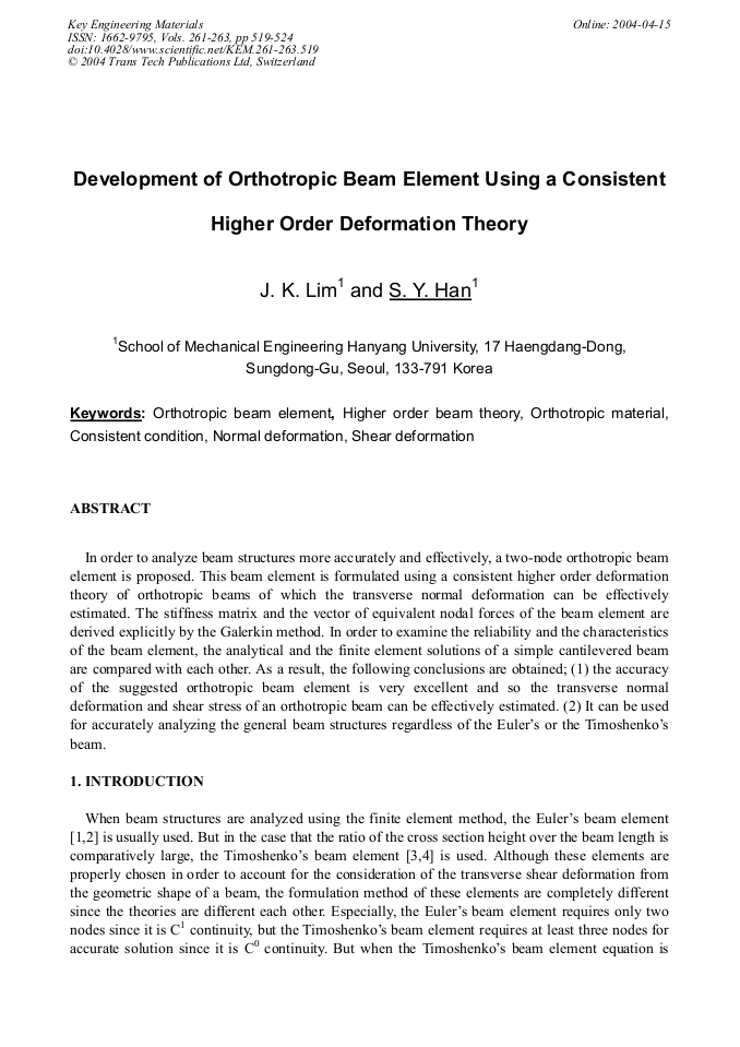 Development of Orthotropic Beam Element Using a Consistent Higher Order ...