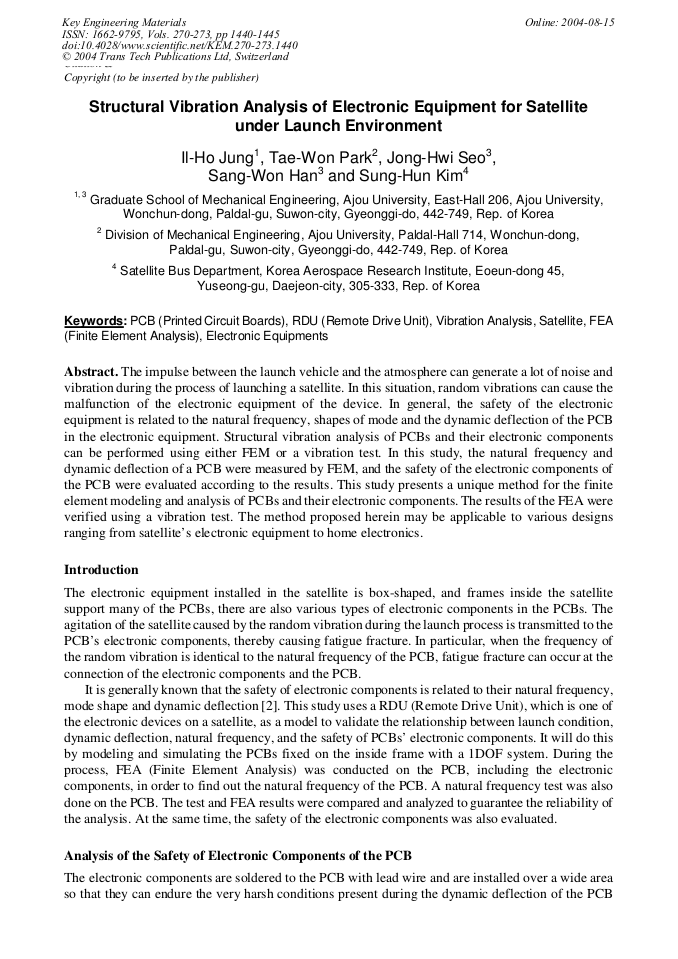 Structural Vibration Analysis of Electronic Equipment for Satellite ...