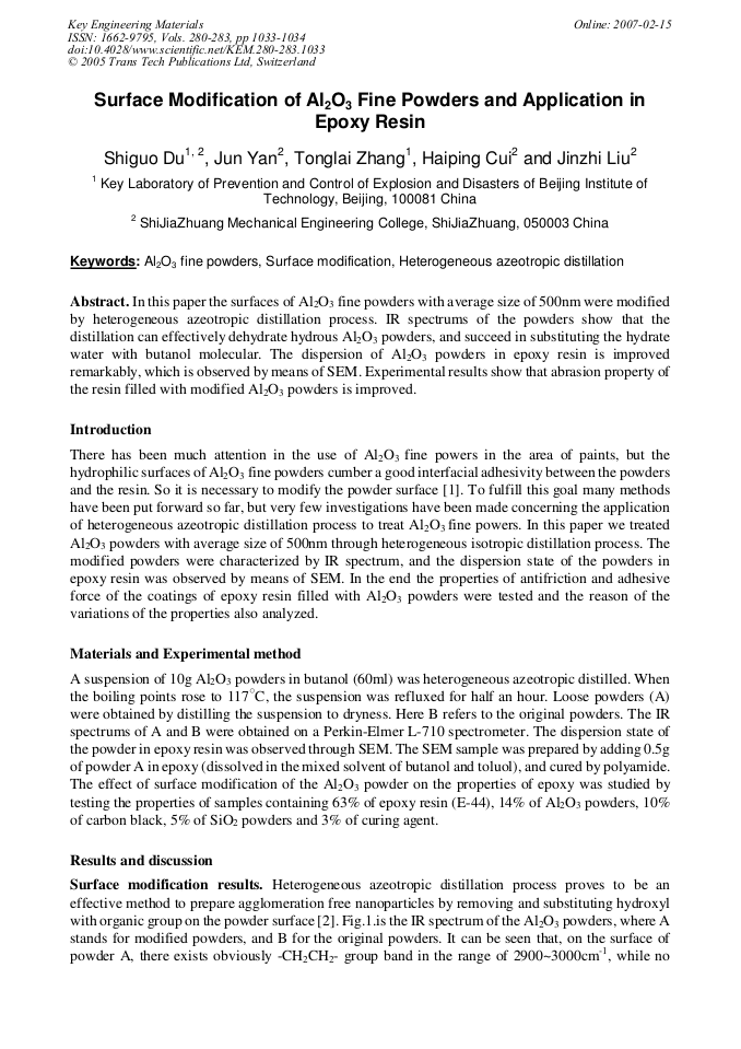 Surface Modification of Al2O3 Fine Powders and Application in Epoxy ...