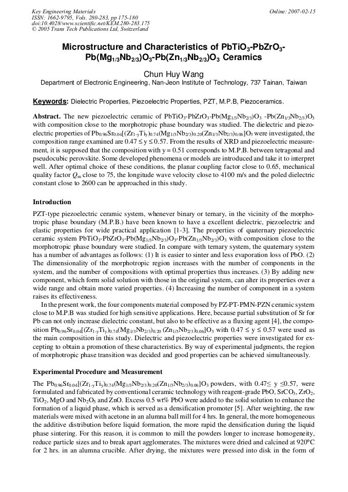 Microstructure and Characteristics of PbTiO3-PbZrO3-Pb(Mg1/3Nb2/3)O3 ...