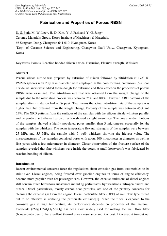 Fabrication and Properties of Porous RBSN | Scientific.Net