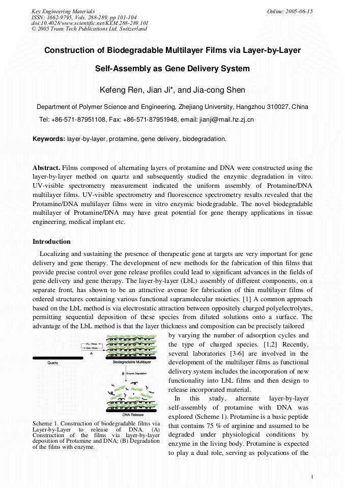 Construction of Biodegradable Multilayer Films via Layer-by-Layer Self ...