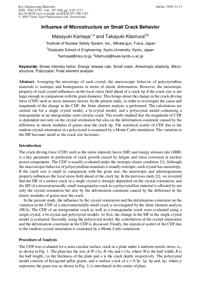 Influence of Microstructure on Small Crack Behavior | Scientific.Net