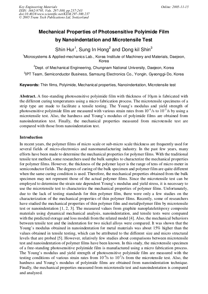 Mechanical Properties of Photosensitive Polyimide Film by ...