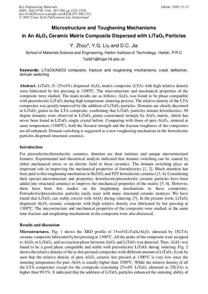 Microstructure and Toughening Mechanisms in an Al2O3 Ceramic Matrix ...