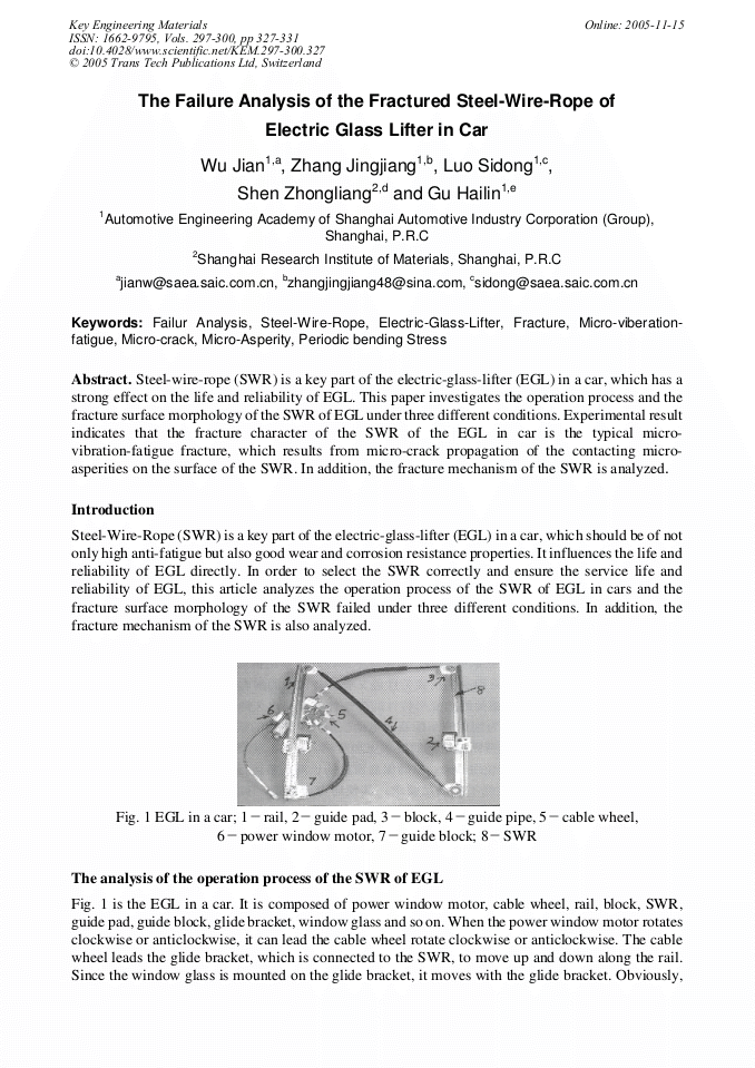 The Failure Analysis of the Fractured Steel-Wire-Rope of Electric Glass ...