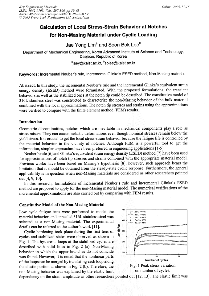 Calculation of Local Stress-Strain Behavior at Notches for Non-Masing ...