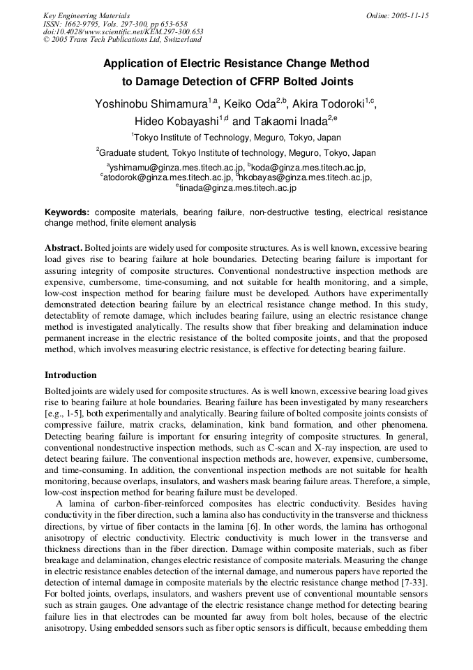 Application of Electric Resistance Change Method to Damage Detection of ...