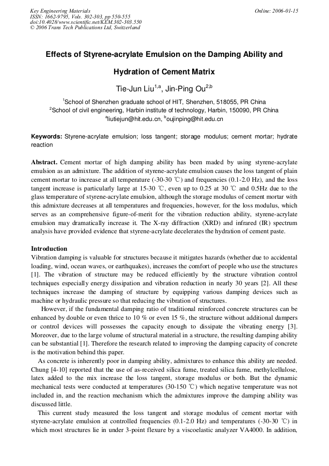 Effects of Styrene-Acrylate Emulsion on the Damping Ability and ...