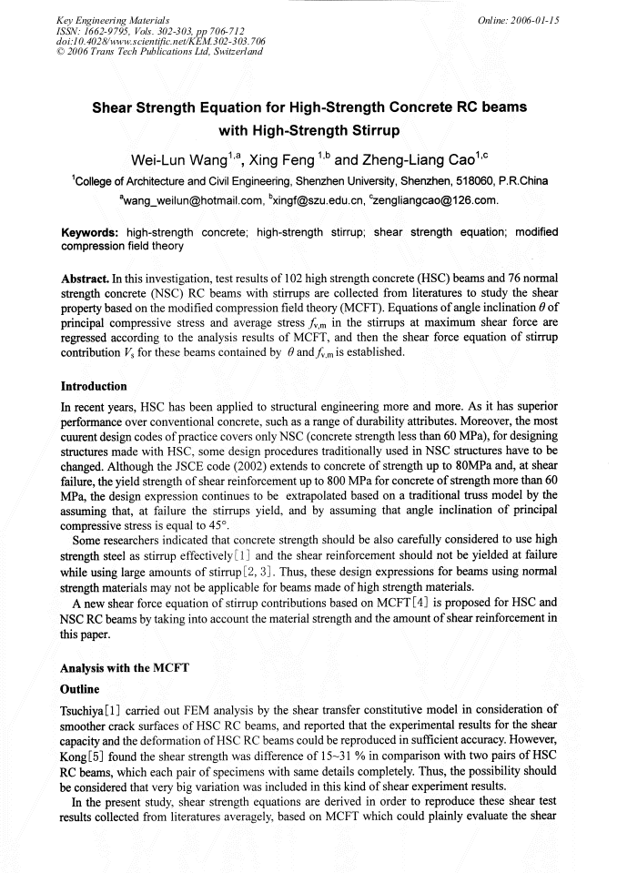 Shear Strength Equation for High-Strength Concrete RC beams with High ...