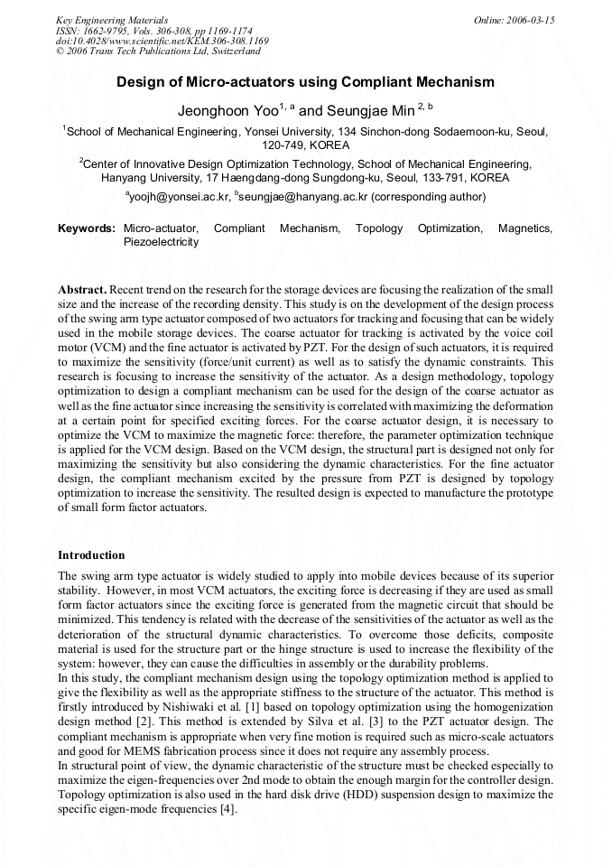 Design of Micro-Actuators Using Compliant Mechanism | Scientific.Net