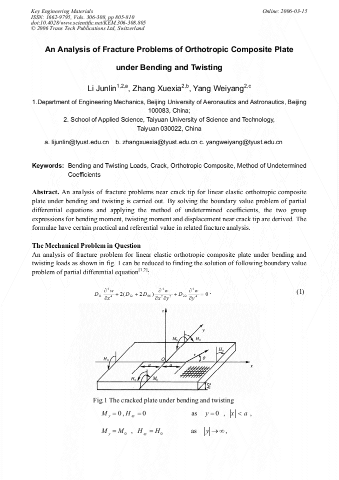 An Analysis of Fracture Problems of Orthotropic Composite Plate under ...