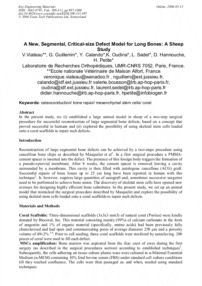A New, Segmental, Critical-Size Defect Model for Long Bones: A Sheep ...