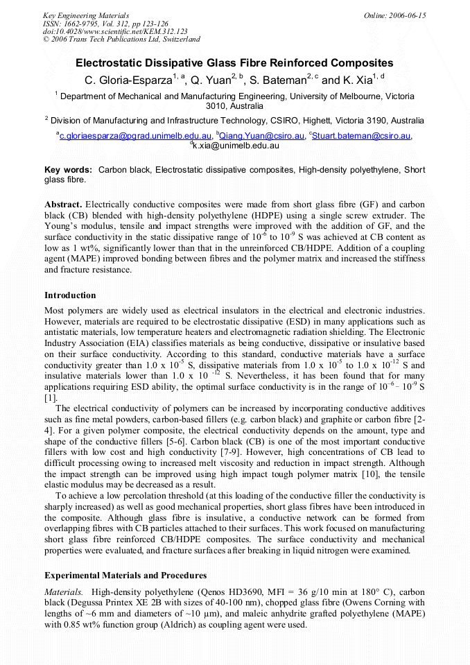 Electrostatic Dissipative Glass Fibre Reinforced Composites ...