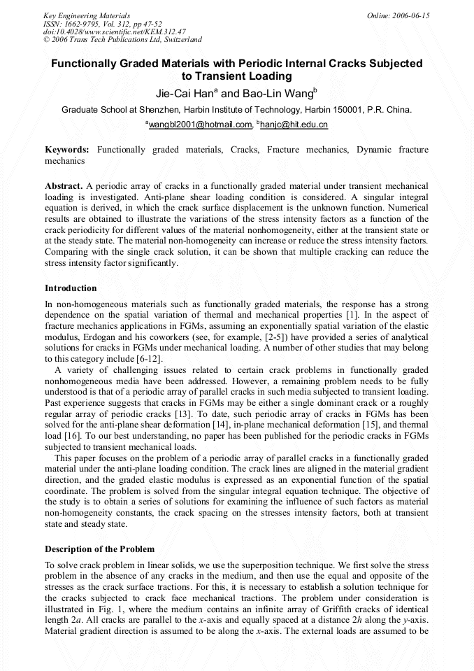 Functionally Graded Materials with Periodic Cracks Subjected to ...
