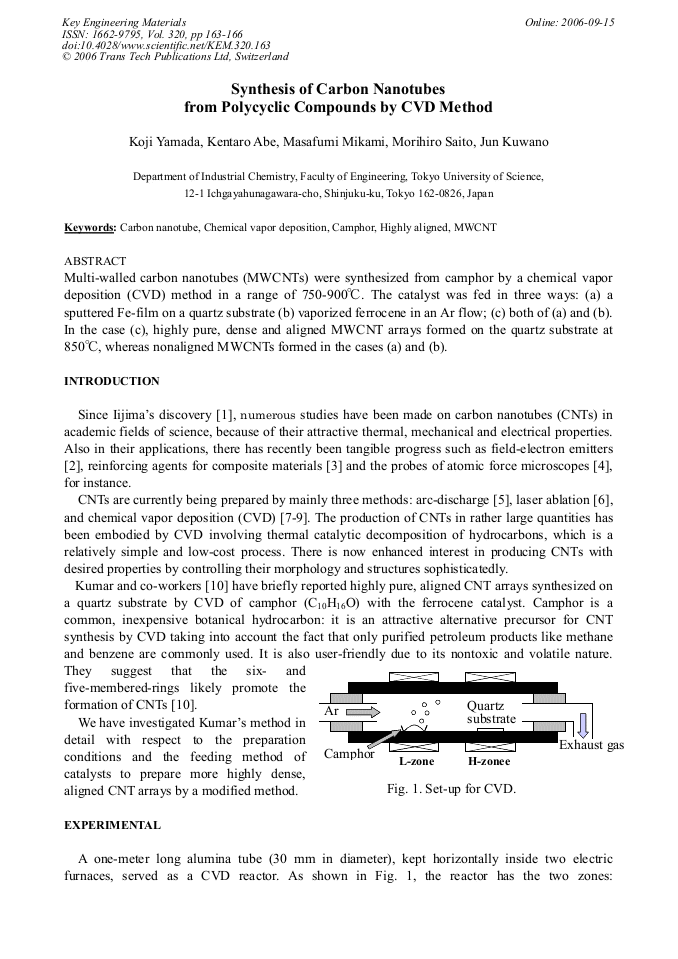 Synthesis of Carbon Nanotubes from Polycyclic Compounds by CVD Method ...