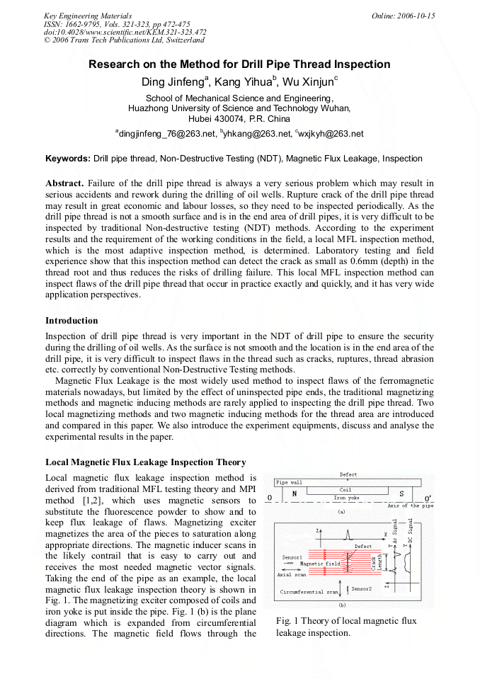 Research on the Method for Drill Pipe Thread Inspection | Scientific.Net