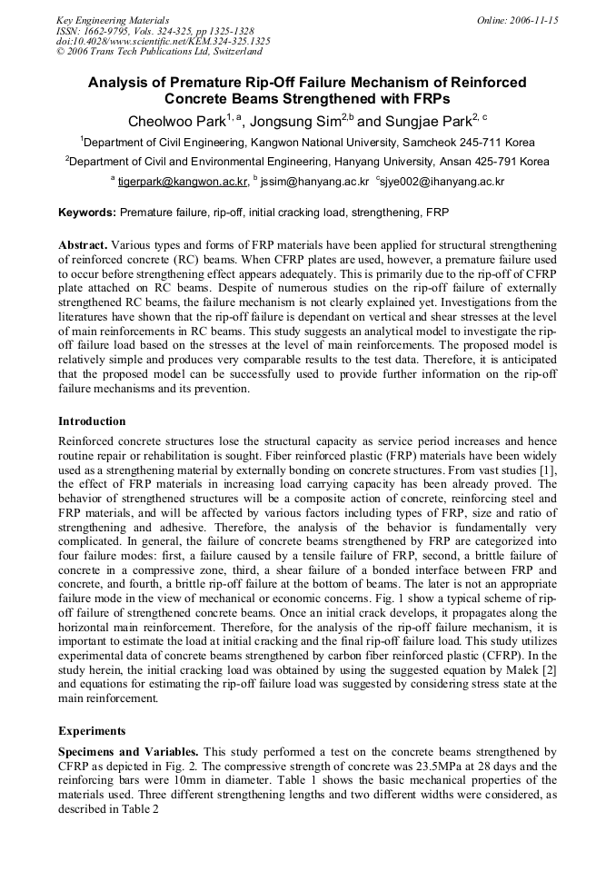 Analysis of Premature Rip-Off Failure Mechanism of Reinforced Concrete ...
