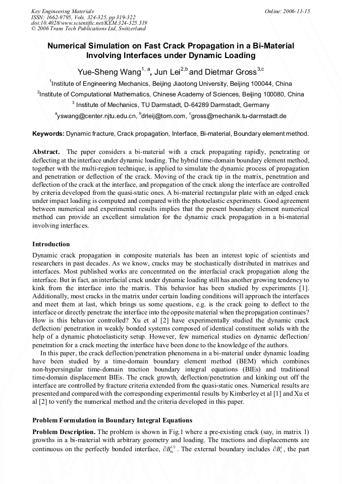 Numerical Simulation on Fast Crack Propagation in a Bi-Material ...
