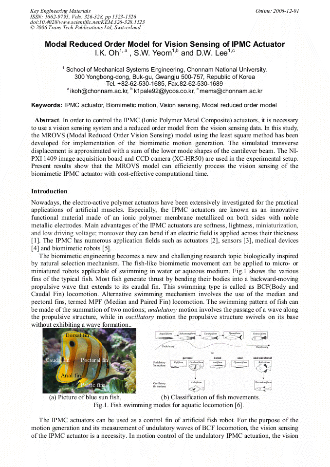 Modal Reduced Order Model for Vision Sensing of IPMC Actuator | Scientific.Net