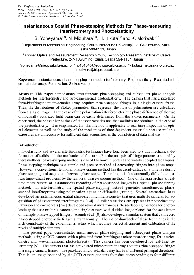 Instantaneous Spatial Phase-Stepping Methods for Phase-Measuring Interferometry and ...