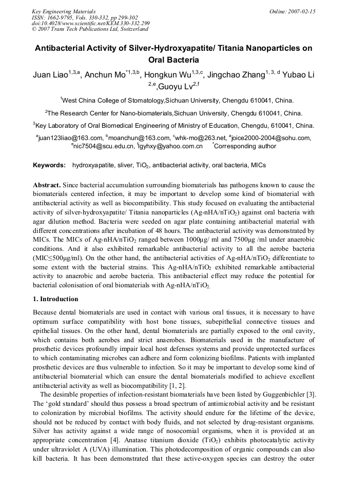 Antibacterial Activity of Silver-Hydroxyapatite/Titania Nanoparticles ...