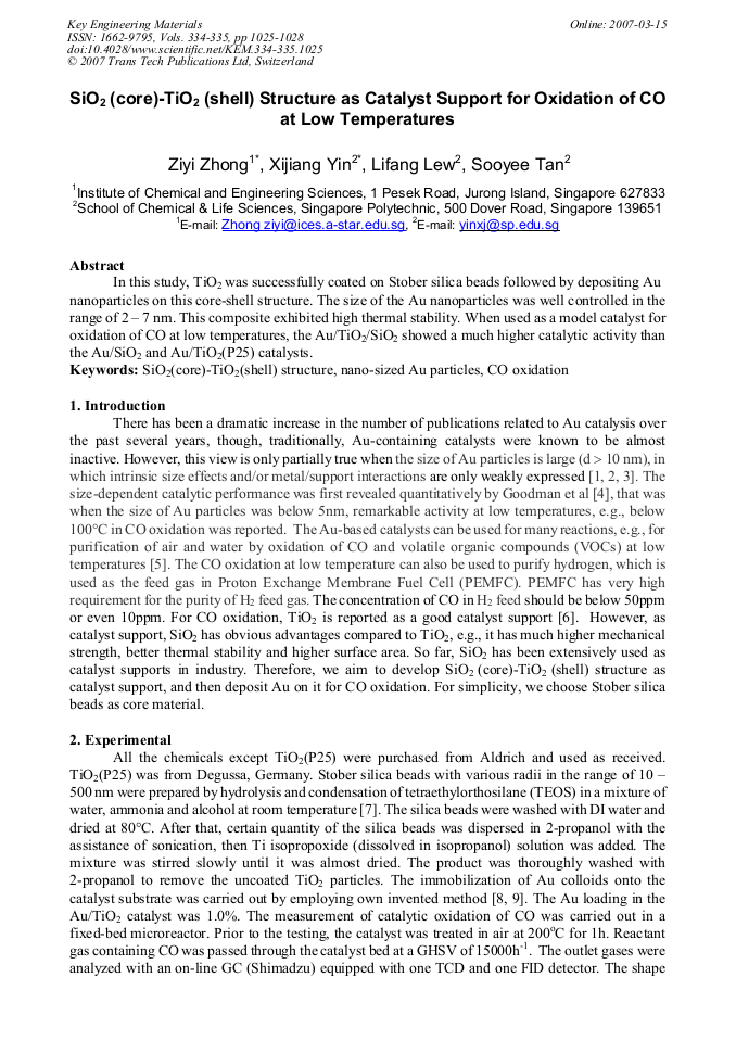 SiO2 (core)-TiO2 (shell) Structure as Catalyst Support for Oxidation of ...