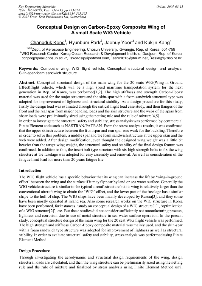 Conceptual Design on Carbon-Epoxy Composite Wing of a Small Scale WIG ...
