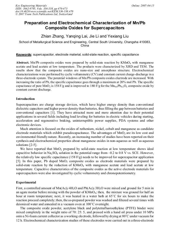 Preparation and Electrochemical Characterization of Mn/Pb Composite ...