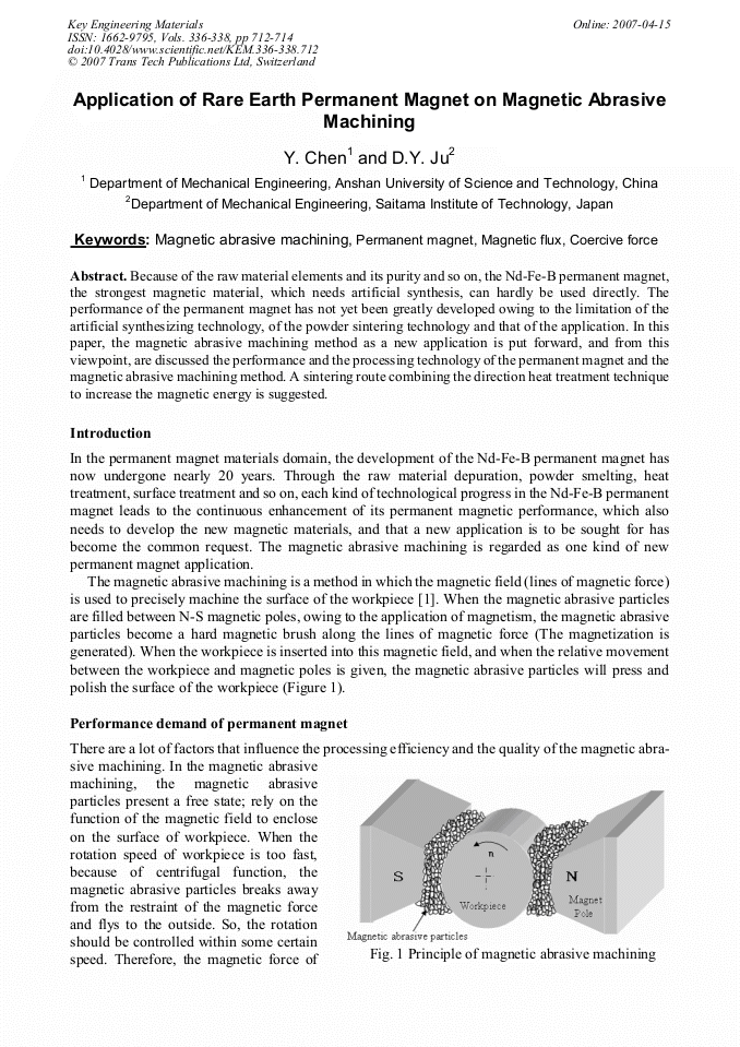 Application of Rare Earth Permanent Magnet on Magnetic Abrasive ...