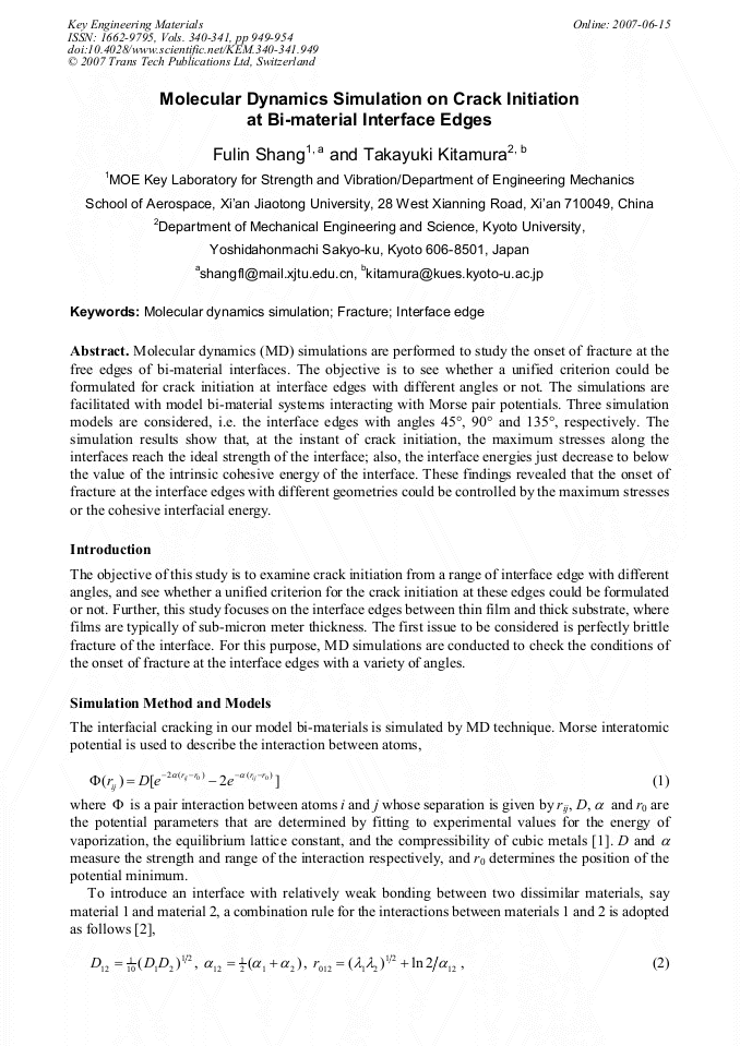 Molecular Dynamics Simulation on Crack Initiation at Bi-Material ...